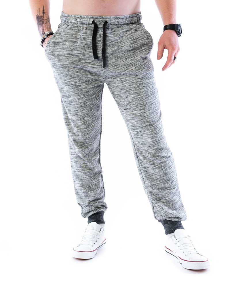 štýlové pánske tepláky, tenké, sivé, s vreckami, melírované