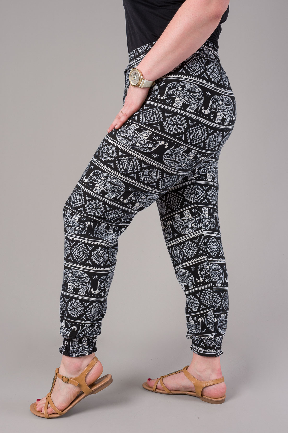 ELEPHANT letné dámske nohavice, priedušné, pohodlné, príjemné, bielo čierne