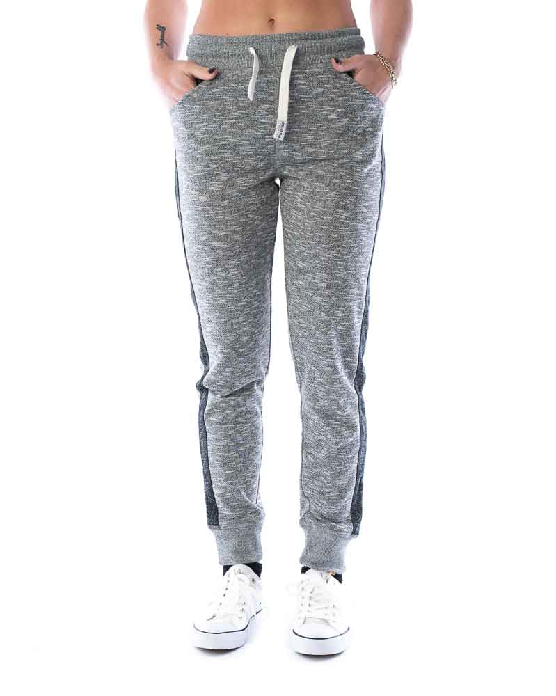 dámske tepláky, na bežné nosenie, melírované sivé, v kombinácii s ...