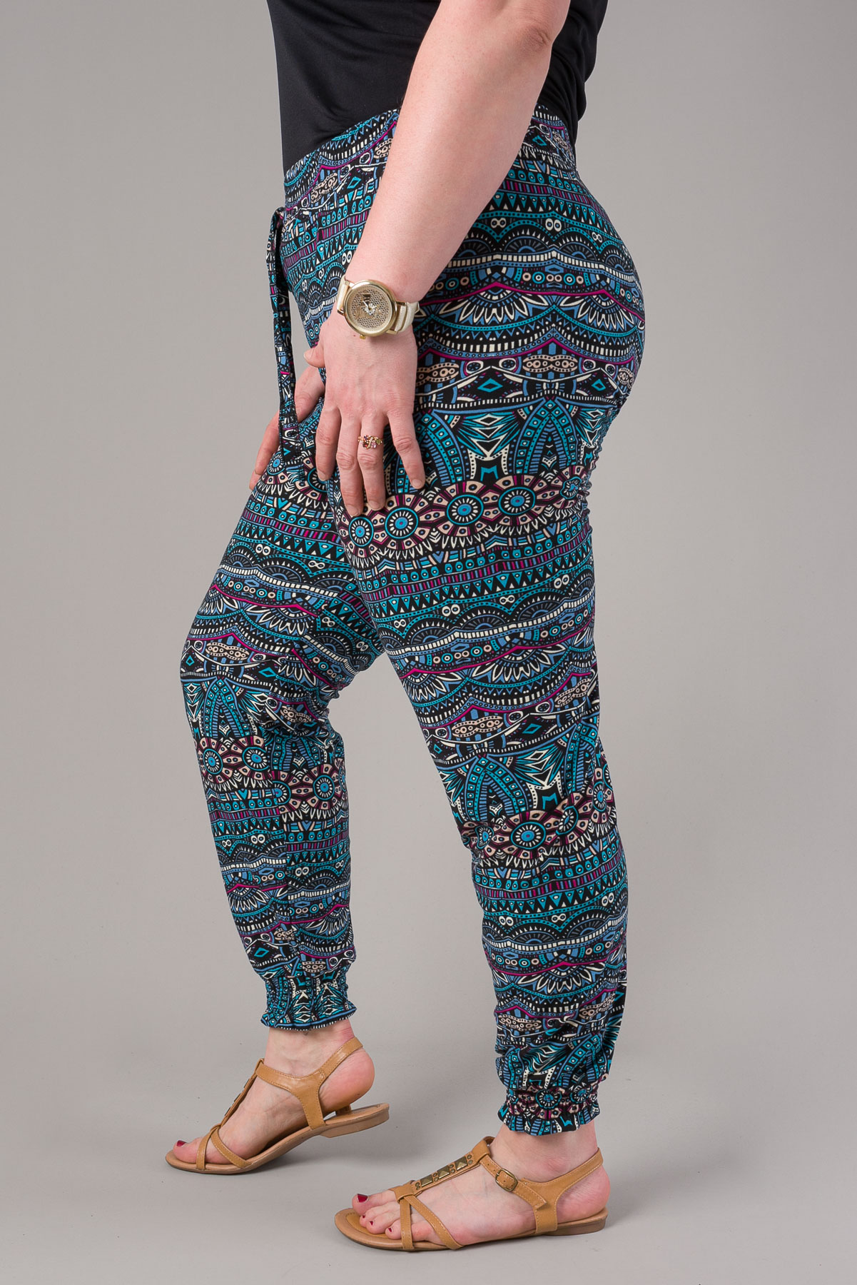 ETNO letné dámske nohavice, priedušné, pohodlné, príjemné, modré