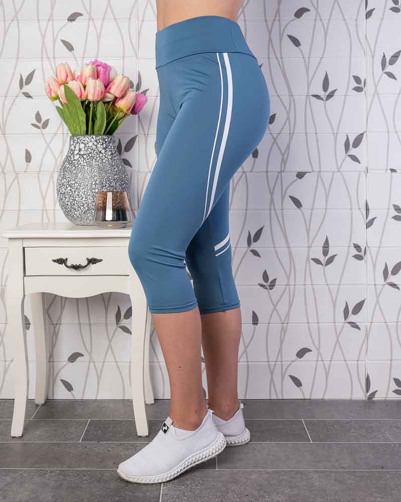 Fit tříčtvrteční dámské legíny, sportovní, elastické, světle modré
